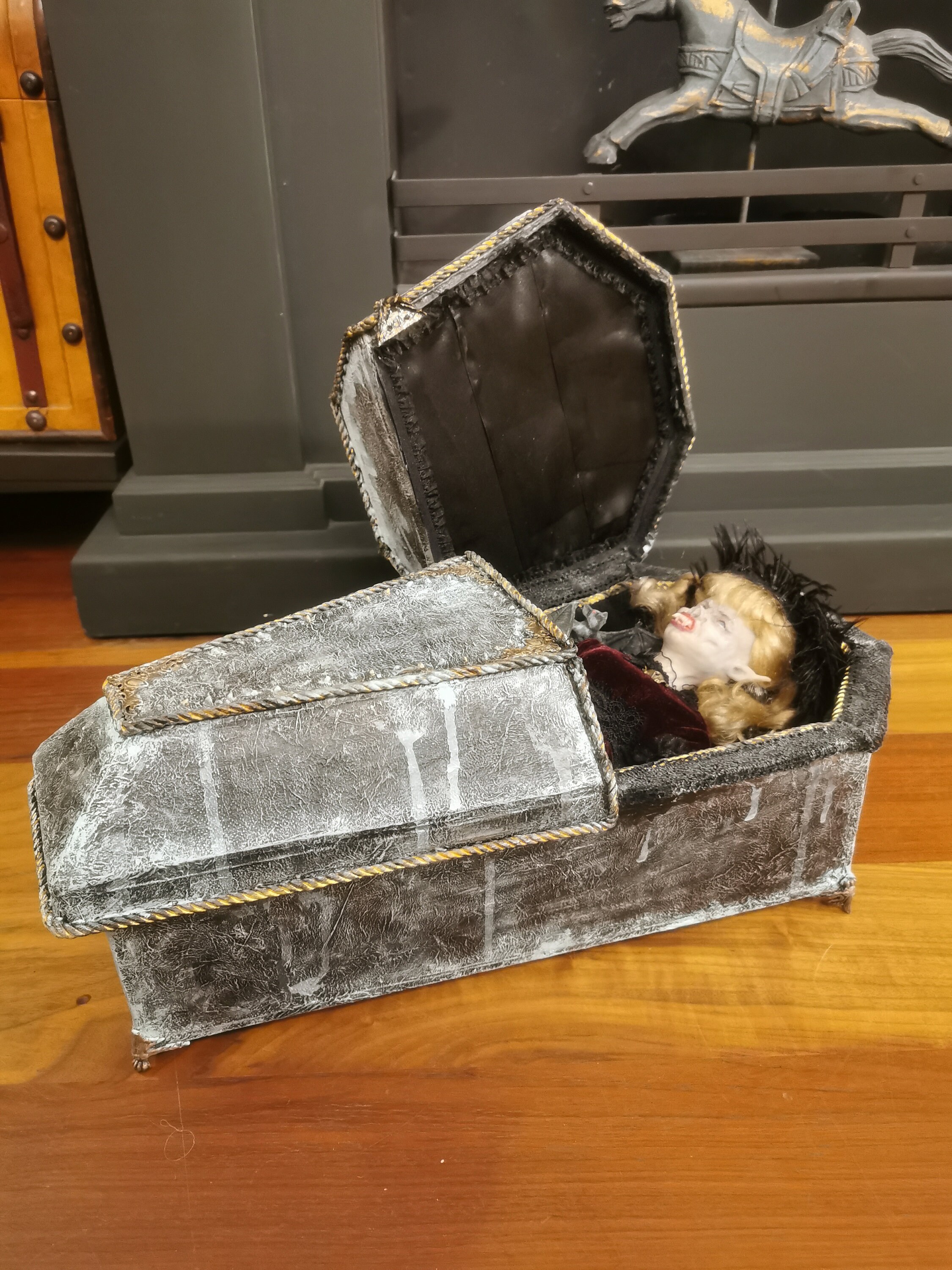 Cursed Vampire Doll Ninnette With Coffin Halloween Horror Art Uniqueandcustom Etsy
