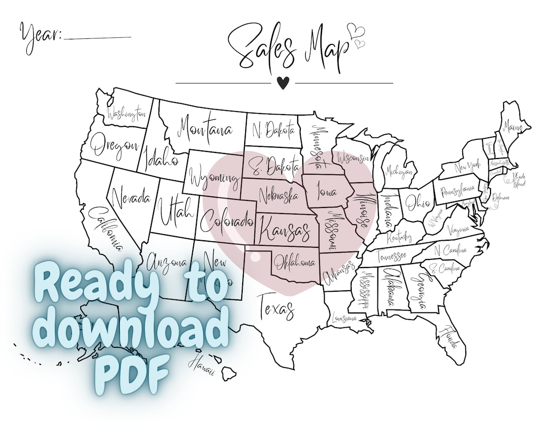 Printable Instant Download Sales Map Tracker United States - Etsy
