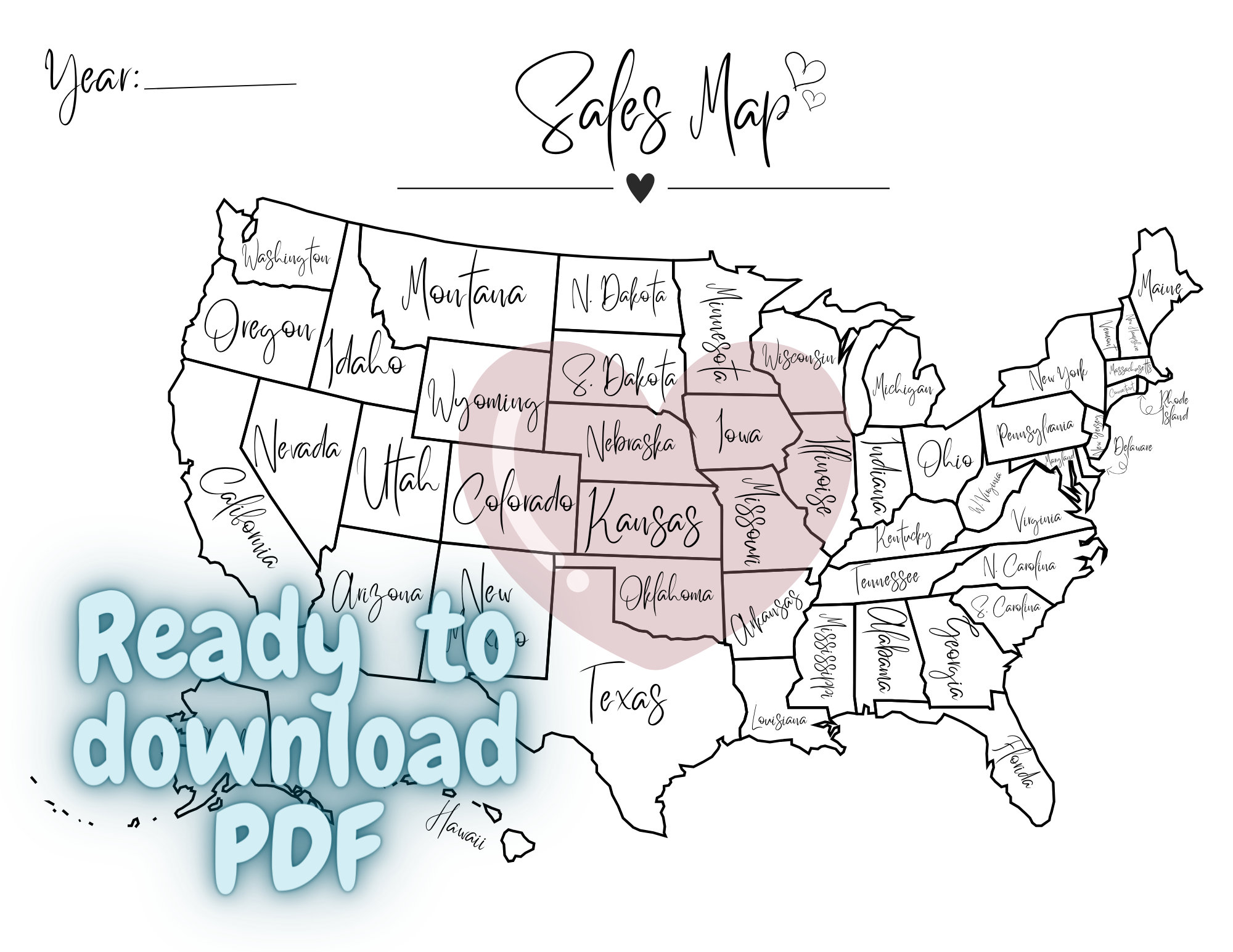 Printable Instant Download Sales Map Tracker- United States - Etsy
