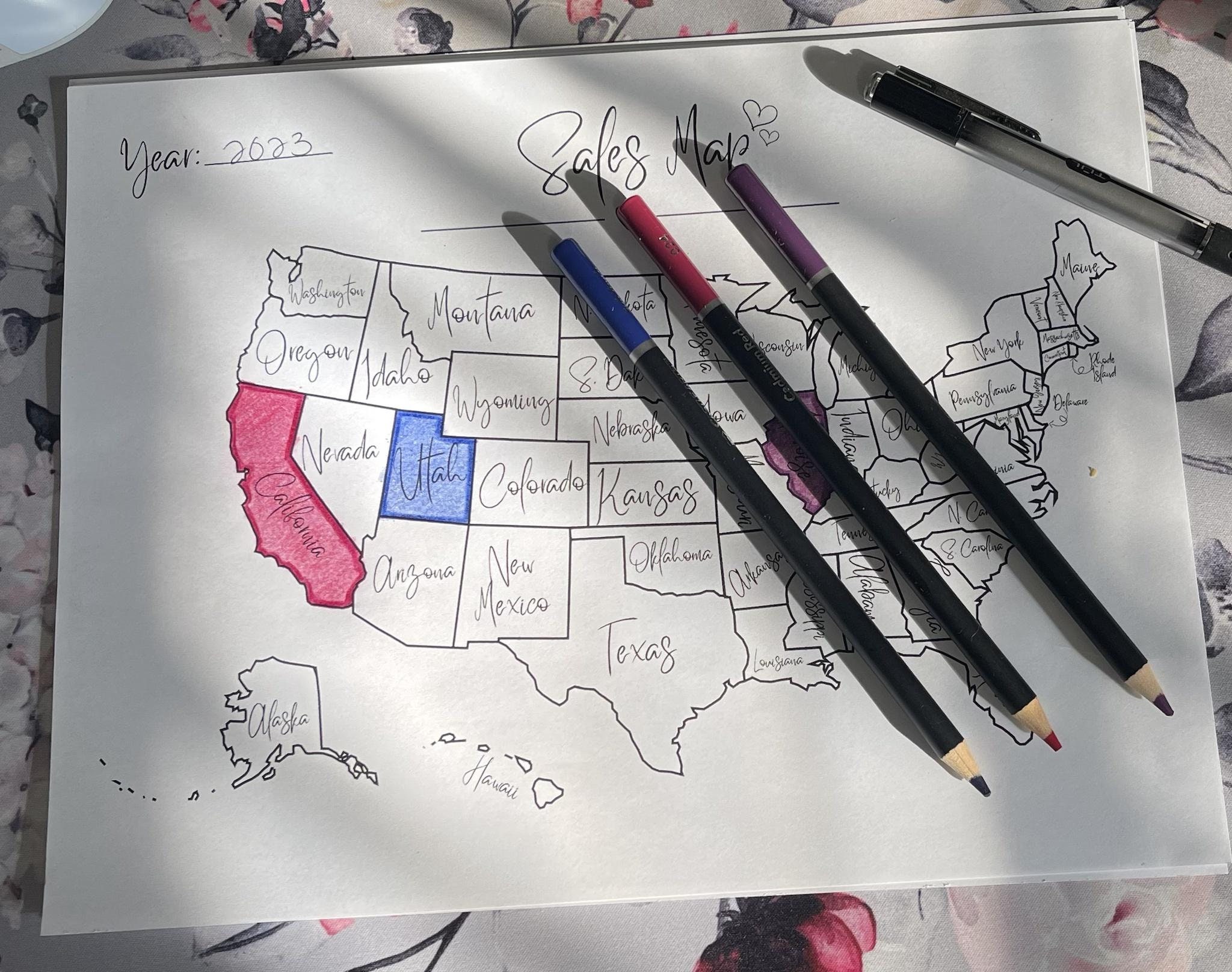 Printable Instant Download Sales Map Tracker United States - Etsy