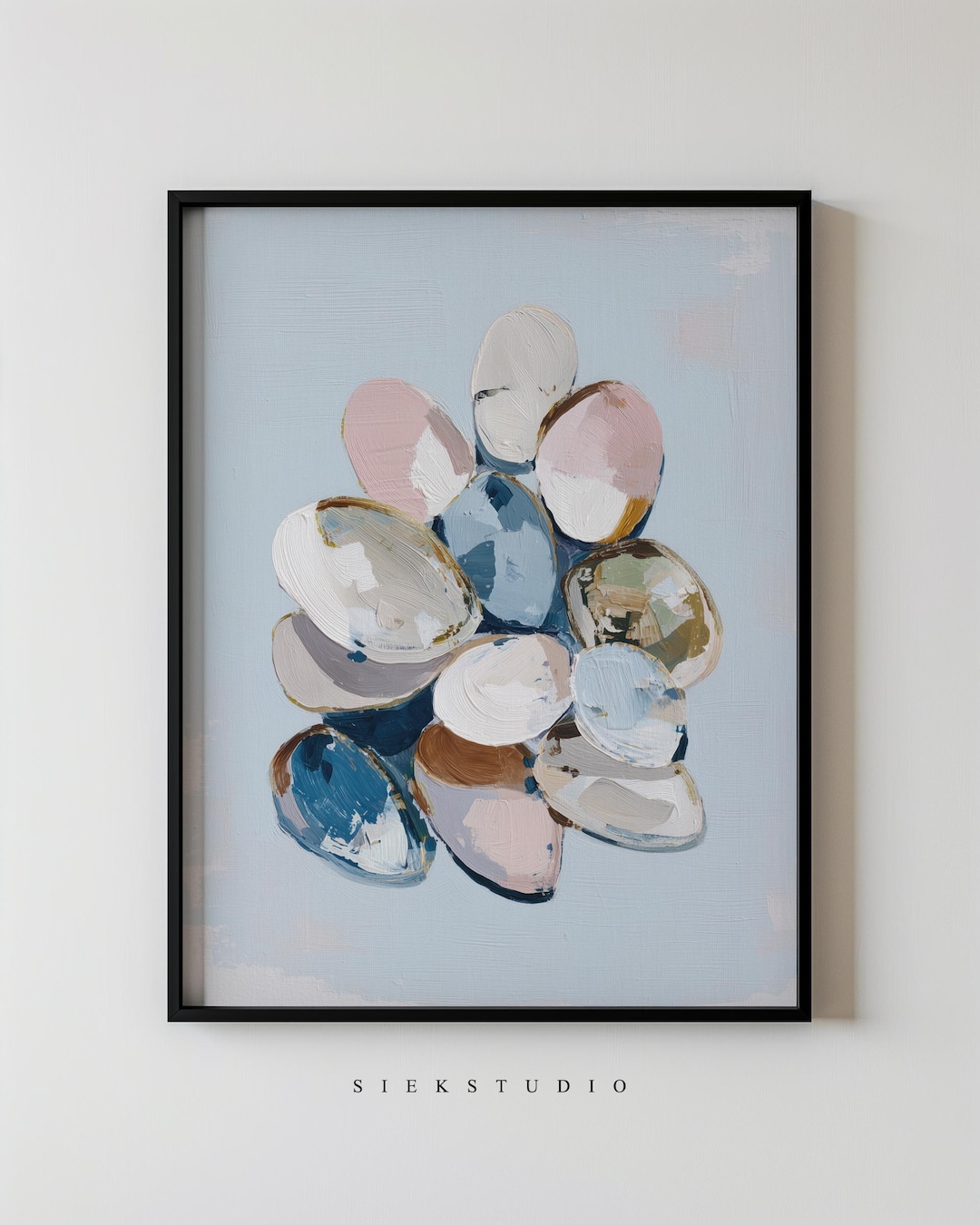 Abstract Oyster Shell Art Print, Pastel Coastal Wall Decor, Textured ...