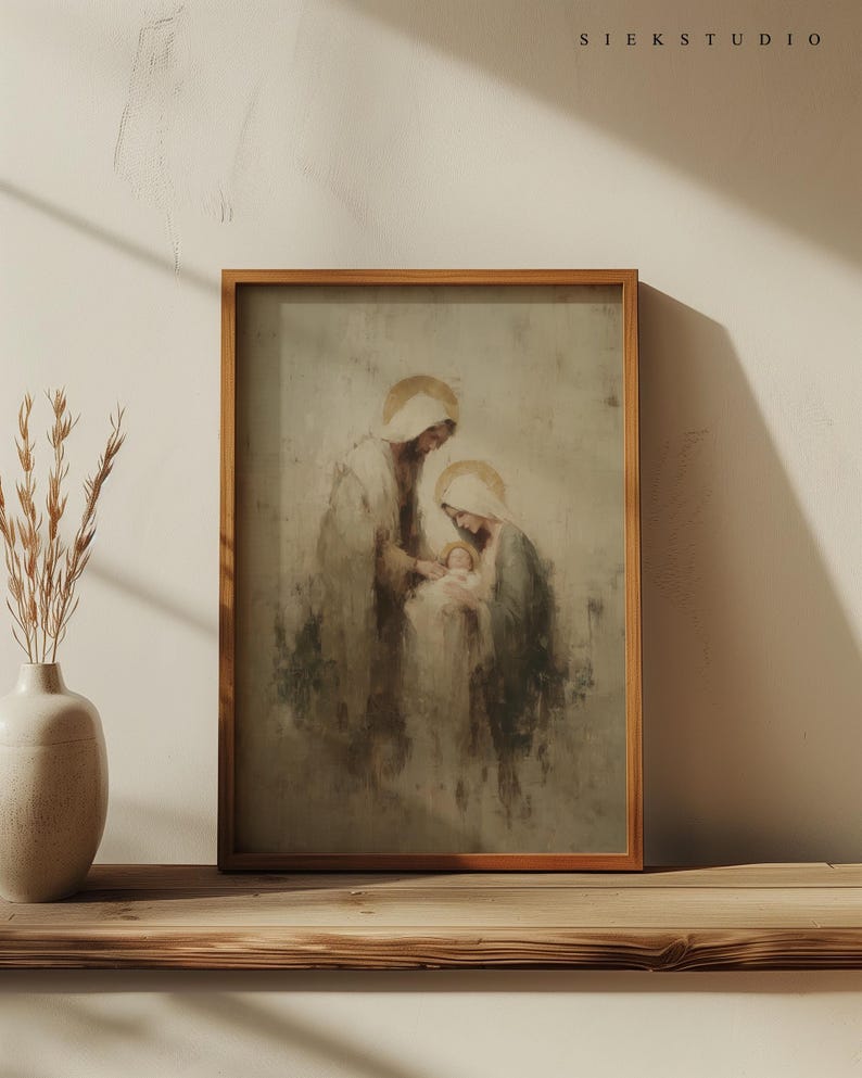 Joseph, Mary and Baby Jesus Christianity Wall Art, Holy Family Painting ...