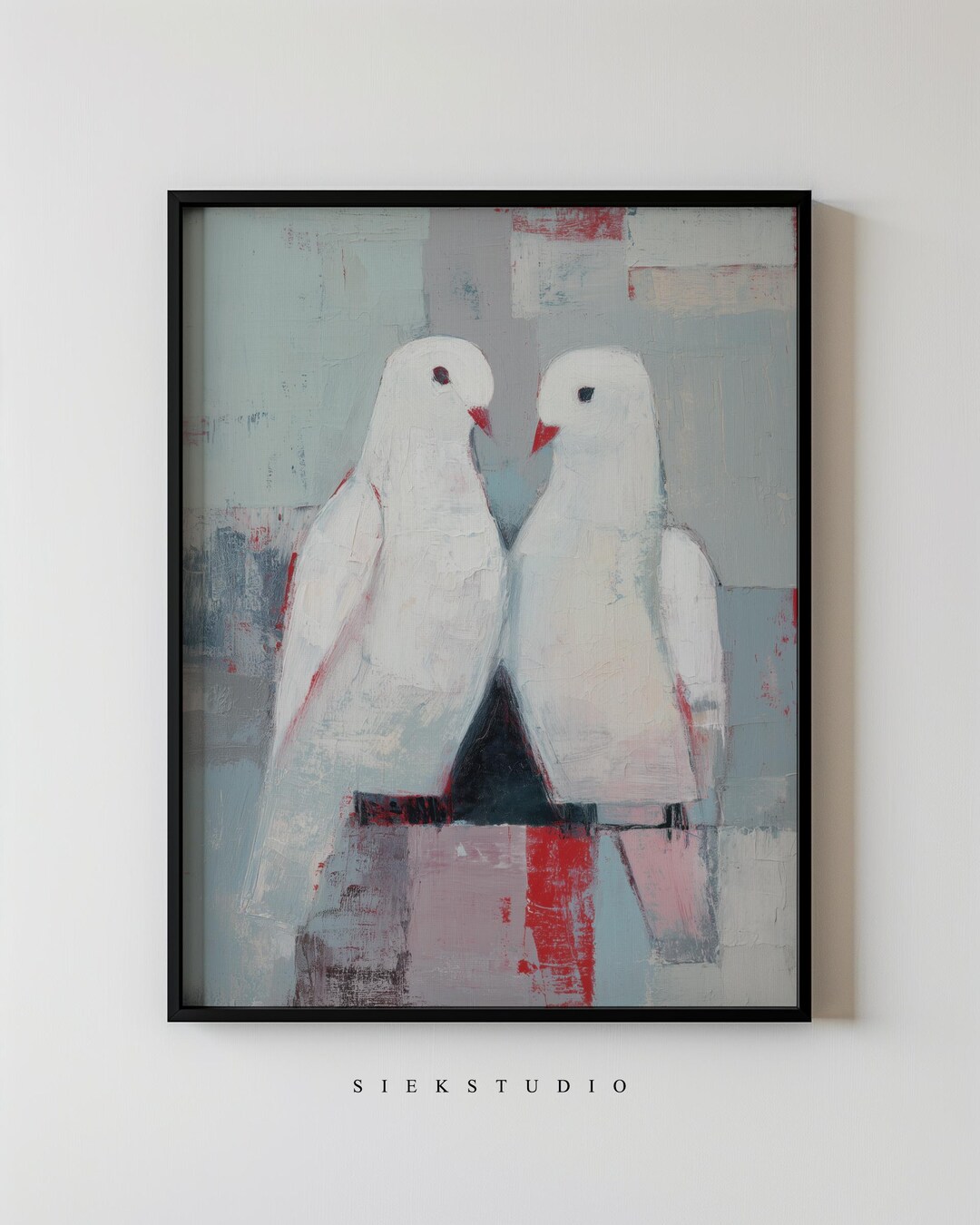Abstract Love Doves Wall Art, Romantic Minimalist Valentines Printable ...