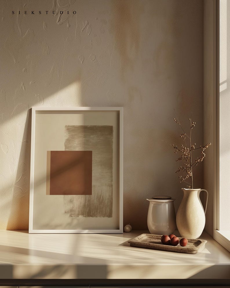 Beige and Brown Abstract Square Shapes Geometric Printable Modern ...