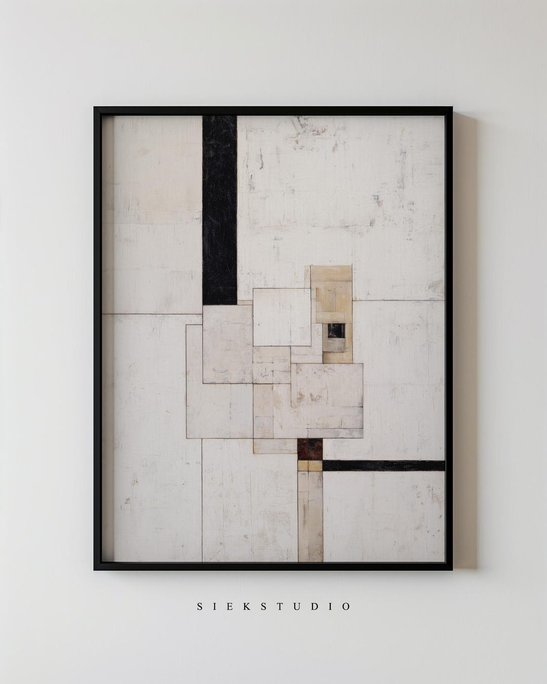 Minimalist Abstract Block Line Wall Art, Abstract Neutral Composition ...