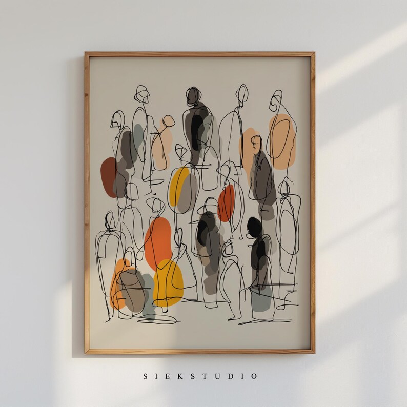 Modern Abstract Figurative Line Sketch Drawing Printable Minimalist ...