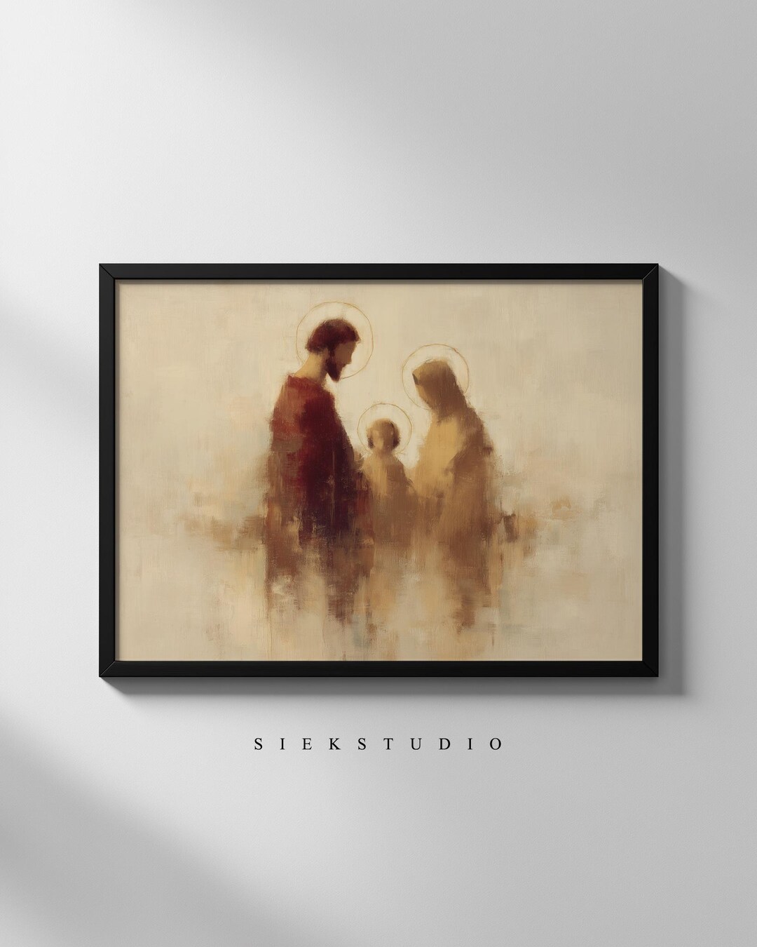Joseph and Mary With Baby Jesus, Neutral Beige Nativity-inspired ...
