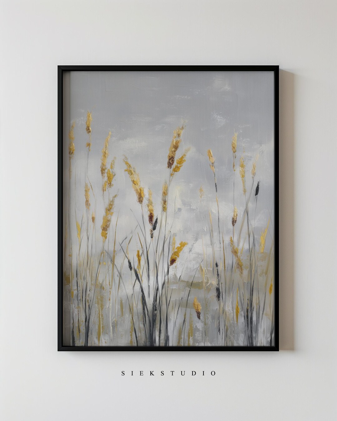 Abstract Minimalist Grass Floral Landscape Painting, Modern Neutral ...