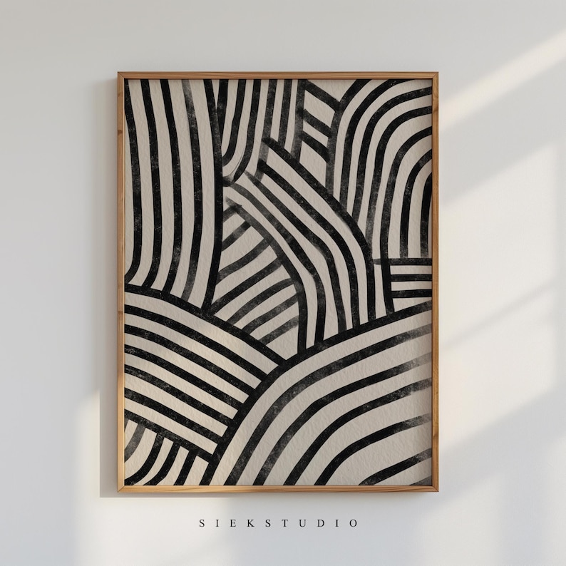 Abstract Line Drawing Printable Modern Thick Black Pattern Art ...