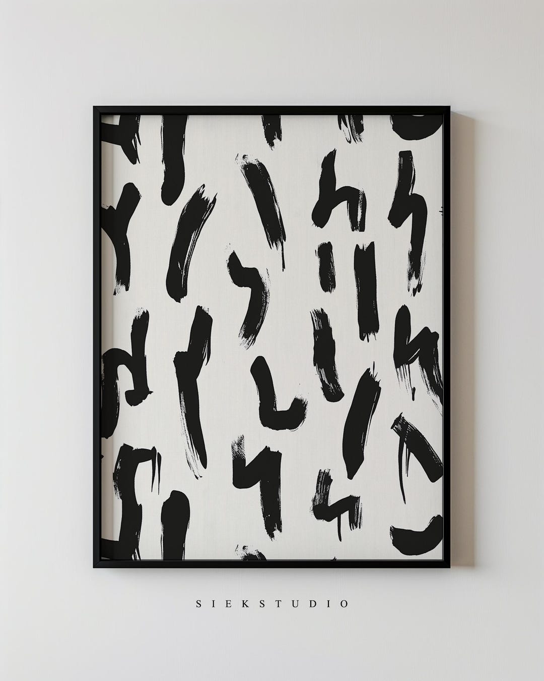 Modern Brushstroke Bold Abstract Art Minimalist Black Ink Printable Zen ...