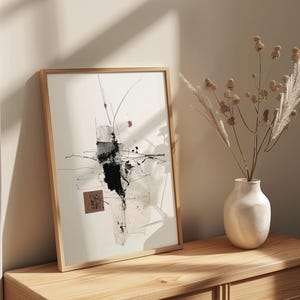 Modern Abstract Collage Art, Black Ink and Paper Artwork, Minimalist ...