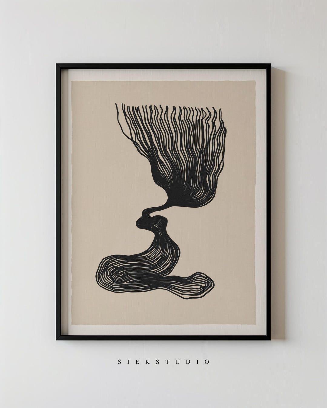 Minimalist Organic Black Line Art Printable Modern Abstract Flow ...