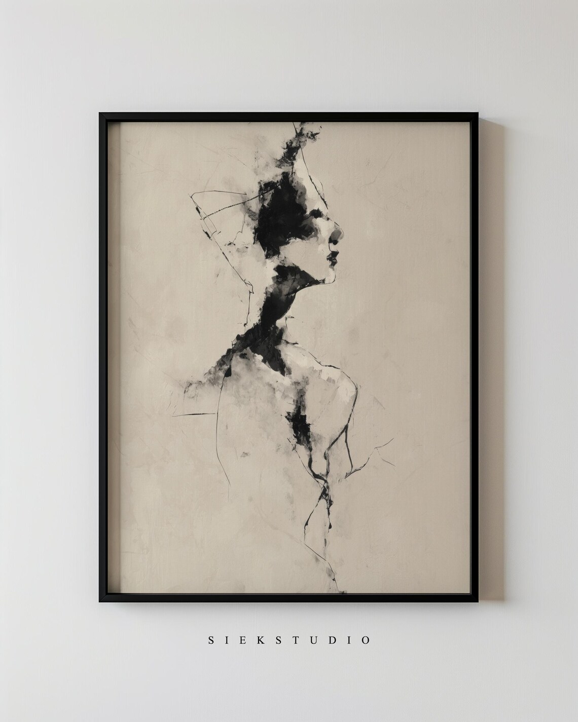 Abstract Female Figure Art, Line Drawing Printable Minimalist Black ...