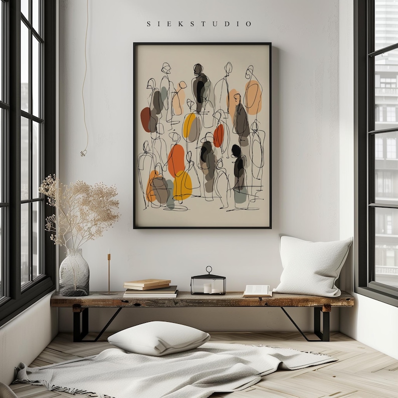 Modern Abstract Figurative Line Sketch Drawing Printable Minimalist ...