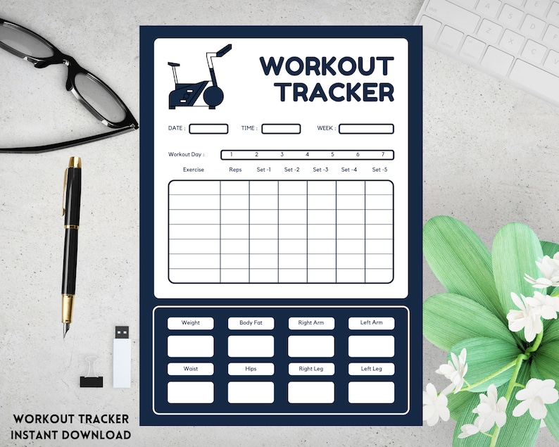 Editable Fitness Tracker Template, Minimalist Workout Planner, Exercise ...