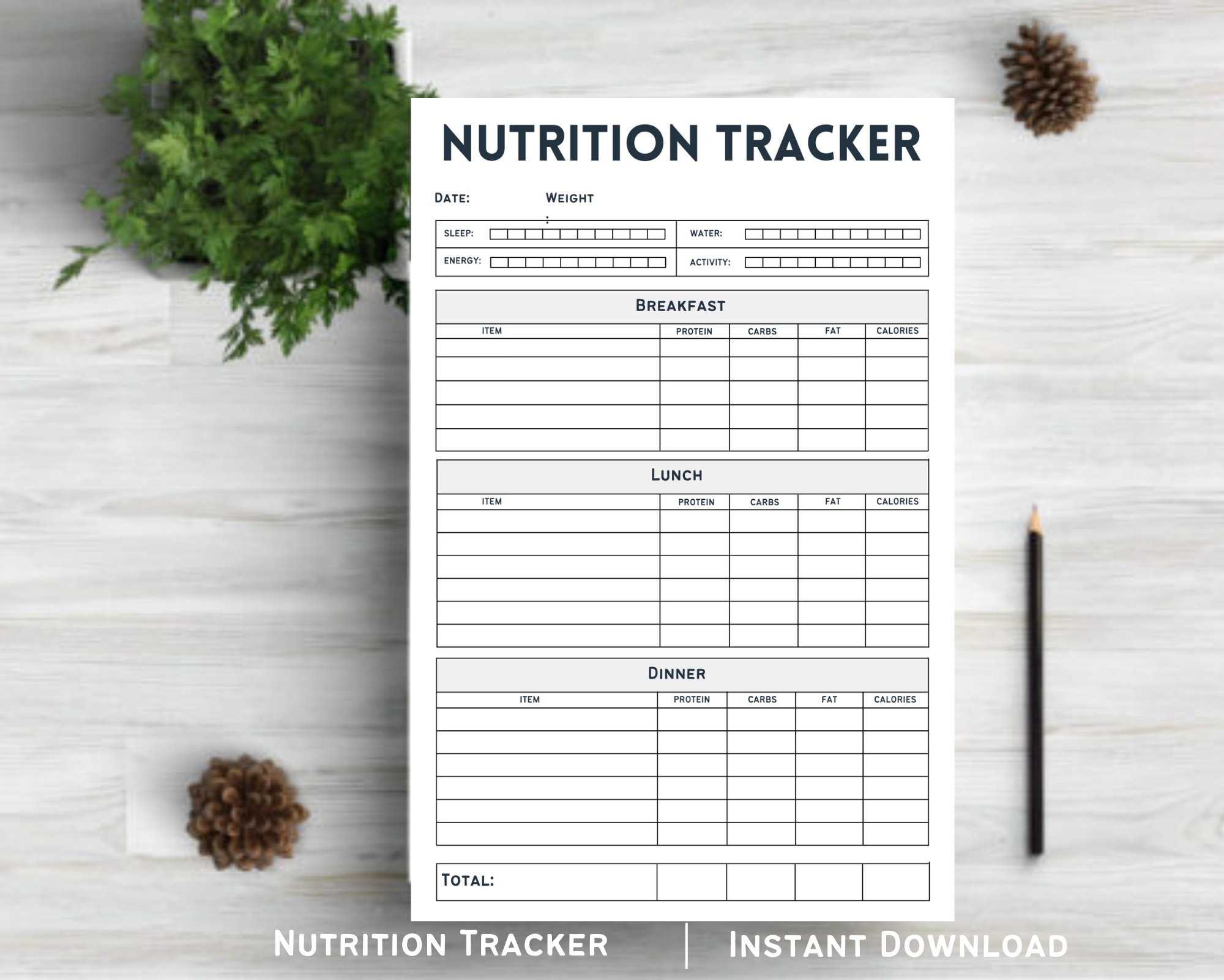 Nutrition Tracker, Calories Tracker, Meal Tracker, Diet Tracker, Food ...