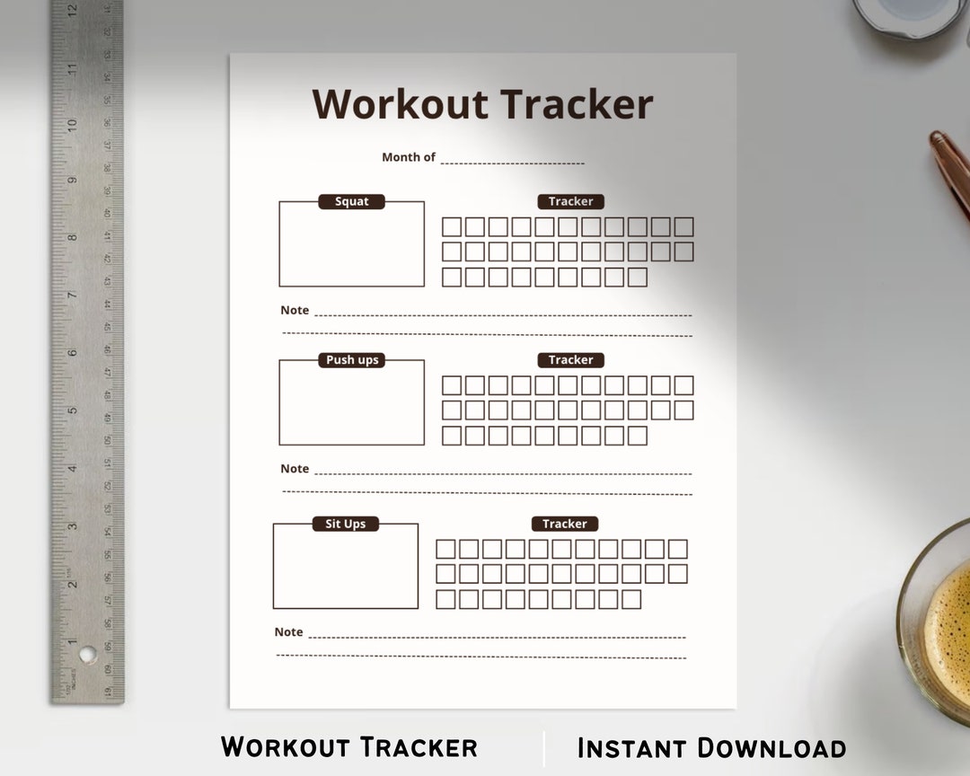 Workout Tracker, Fitness Tracker Template, Minimalist Workout Planner ...