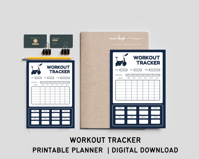 Editable Fitness Tracker Template, Minimalist Workout Planner, Exercise ...