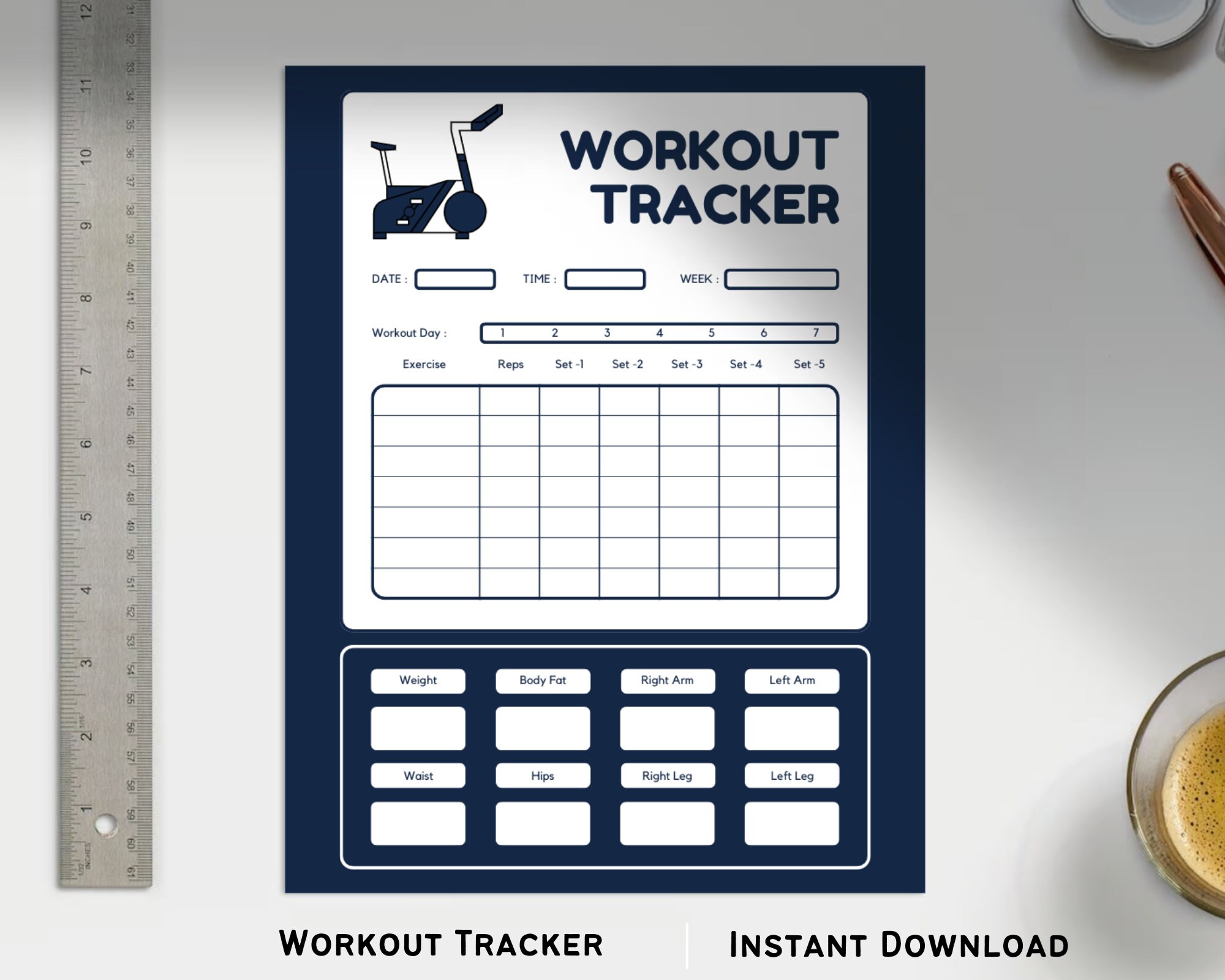 Editable Fitness Tracker Template, Minimalist Workout Planner, Exercise ...