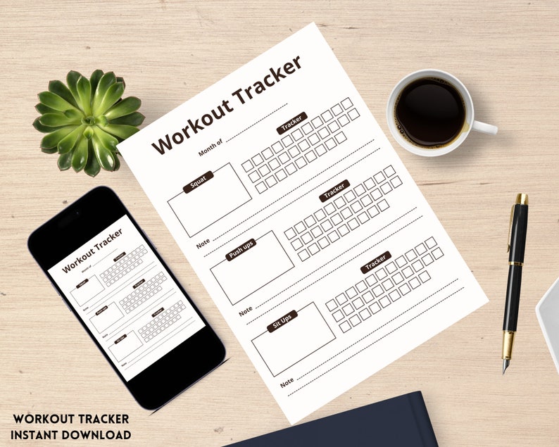 Workout Tracker, Fitness Tracker Template, Minimalist Workout Planner ...