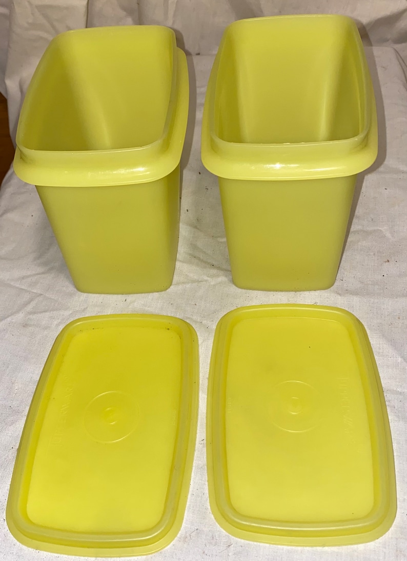Pair Vintage Tupperware Shelf Saver Yellow Storage Container 1243-10 W ...