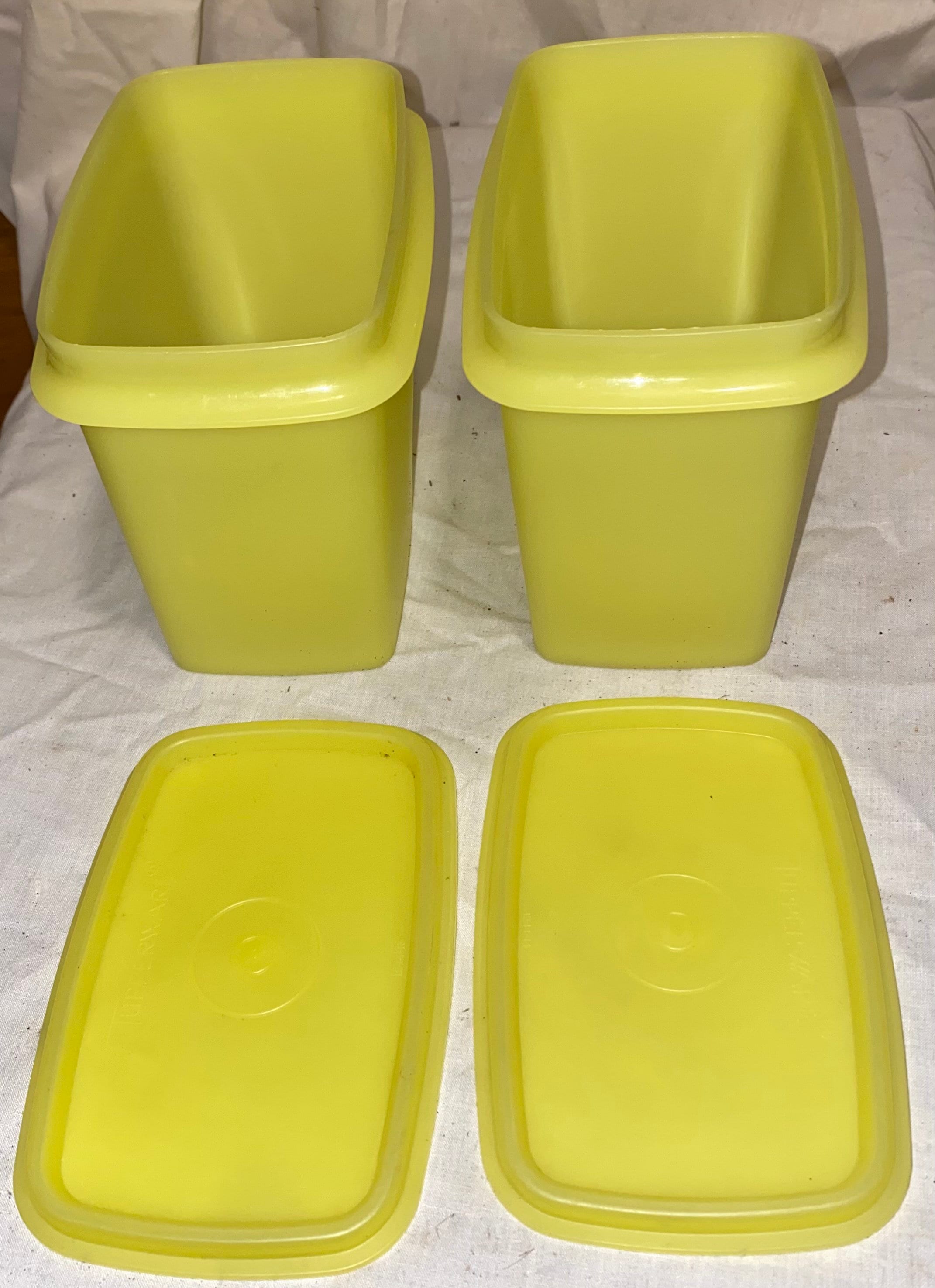 Pair Vintage Tupperware Shelf Saver Yellow Storage Container 1243-10 W ...