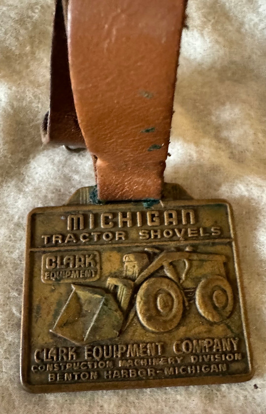 Vintage Michigan Tractor Shovels Clark Equipment Watch Fob W Leather ...
