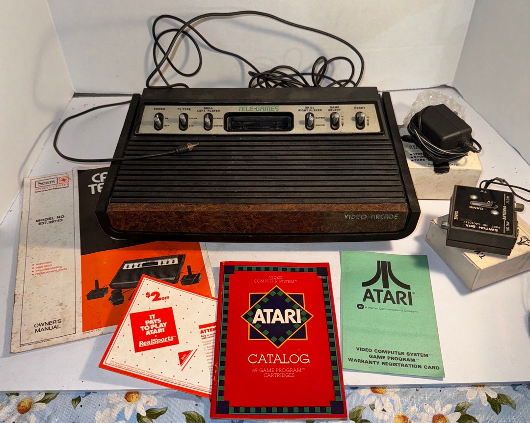 Vintage Sears Tele Games Atari 2600 Heavy Sixer Boxed Console With One