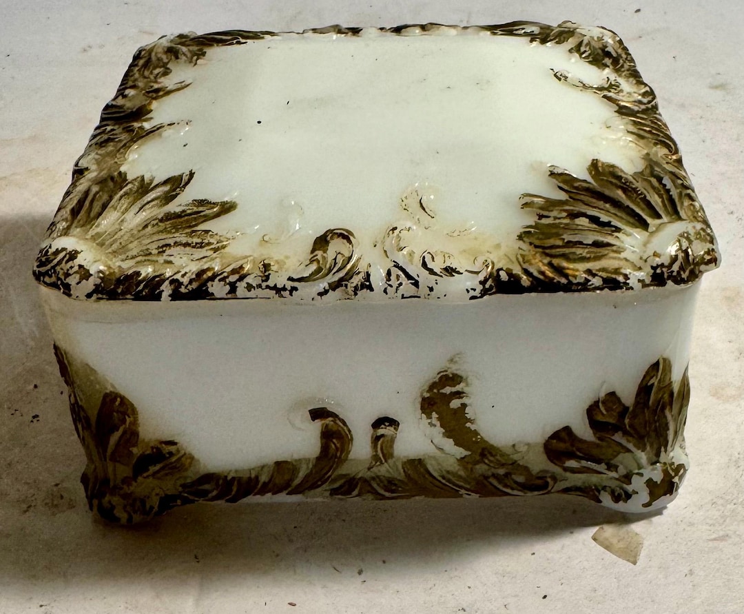 Beautiful Victorian Milk Glass Box With Lid Vintage - Etsy