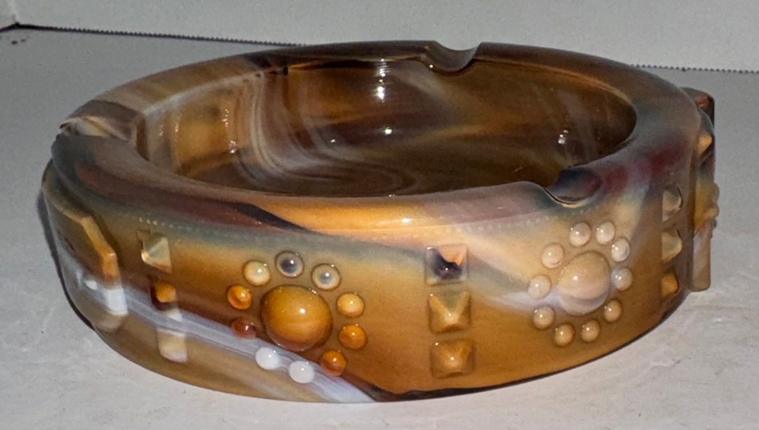 Vintage 1982 Imperial Glass Co. Caramel Slag Top Dawg or Dog Collar ...