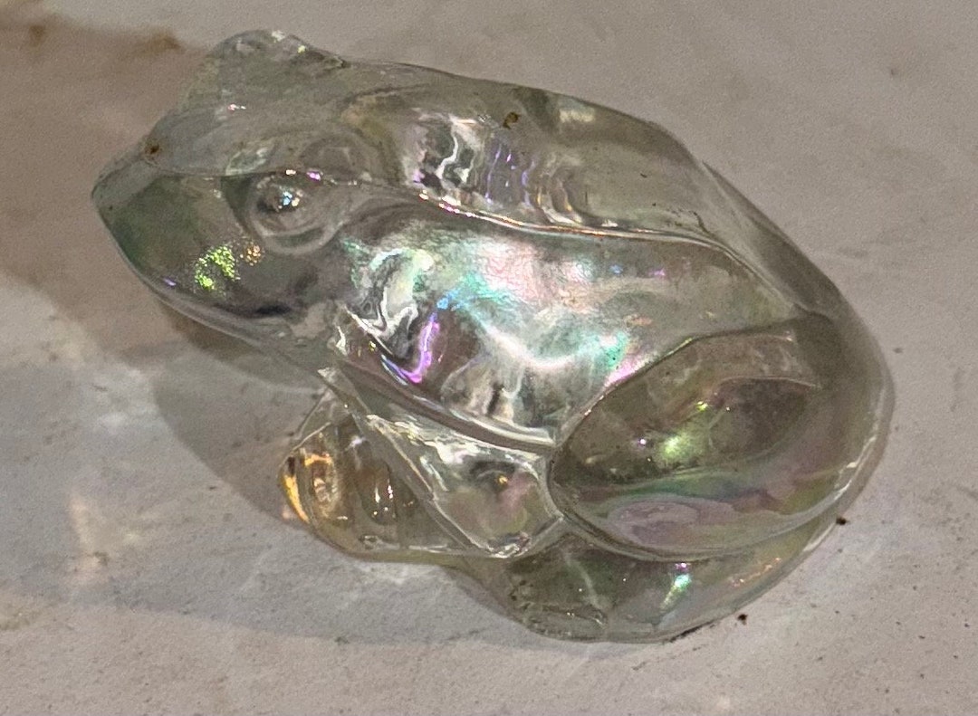 Vintage Fenton Iridescent Clear Frog Figurine - Etsy