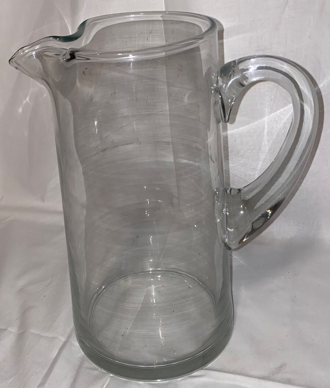 Mcm Vintage French Rolled Glass Pitcher Vase With Ice Lip 10.25 Inches ...