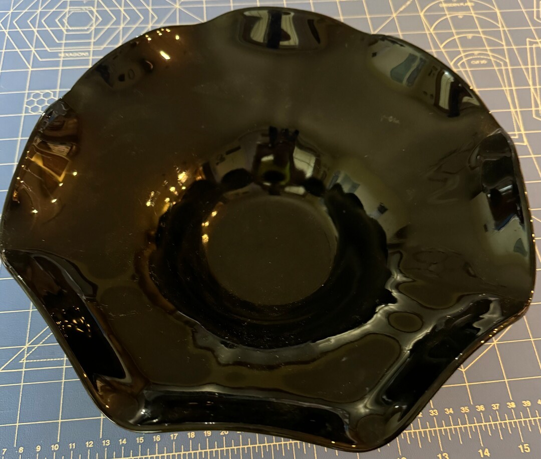 Antique Black Depression L E Smith Glass Decorative Bowl 12 Inch - Etsy