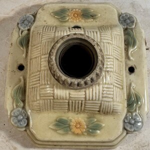 Vintage PORCELIER Floral Pattern Porcelain Pull Chain Light Fixture ...