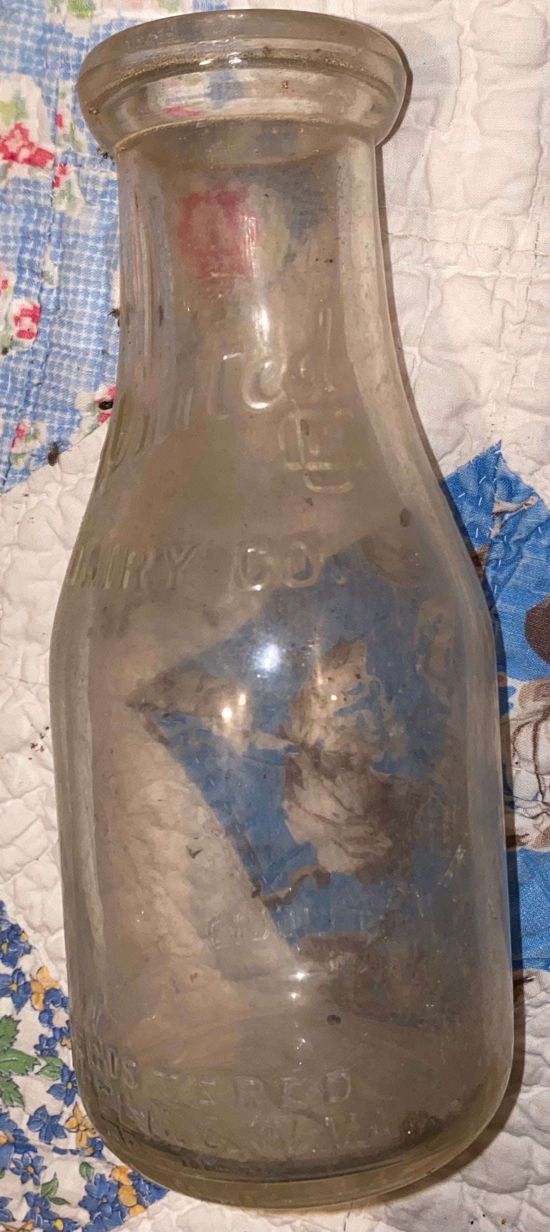 Vintage Pint Milk Bottle United Dairy Co. Wheeling WV WVA Ohio COUNTY ...