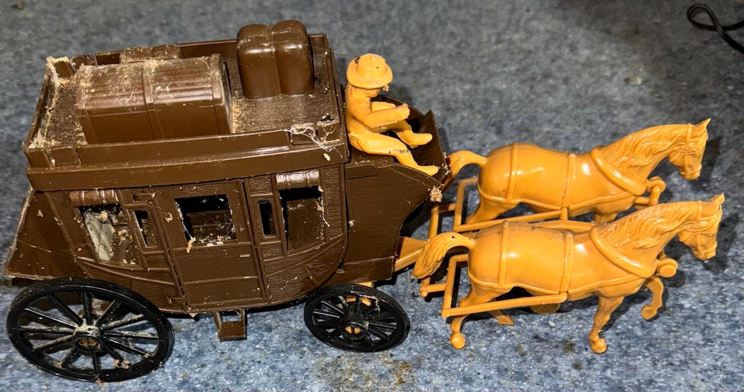Vintage Processed Plastics Stagecoach With Horses and Driver - Etsy