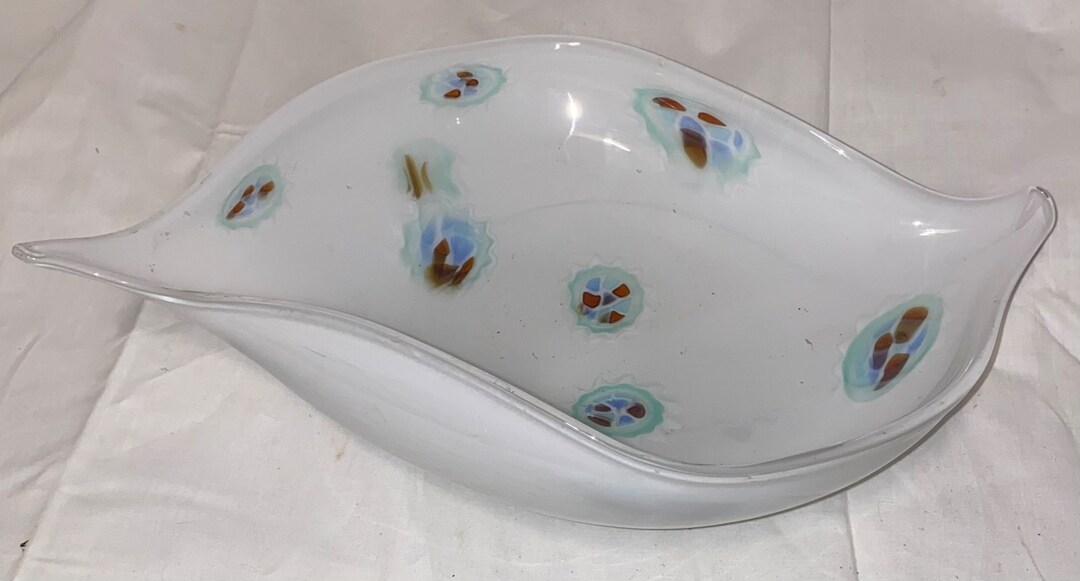 MCM Vintage Murano Opaline Millefiori Art Glass Canes White Aqua ...