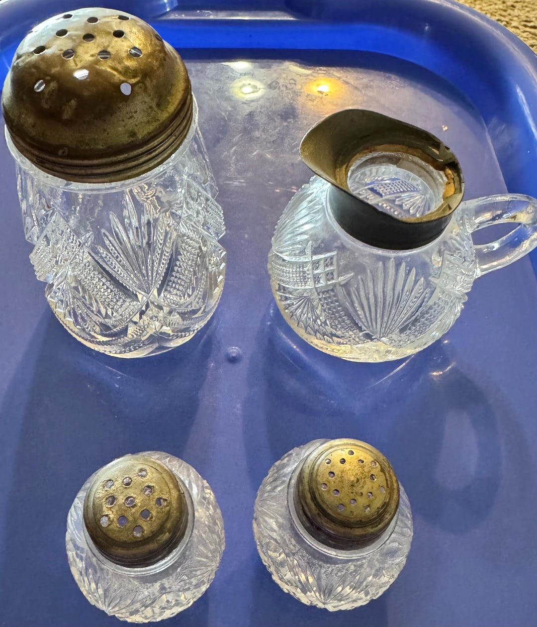 Vintage Duncan & Miller Glass Co. Tepee Clear Crystal Salt Pepper and ...