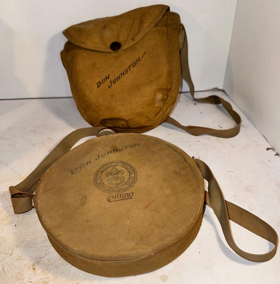 Vintage Boy Scout Canteen and Mess Kit With Khaki Brown Cover, Vintage ...