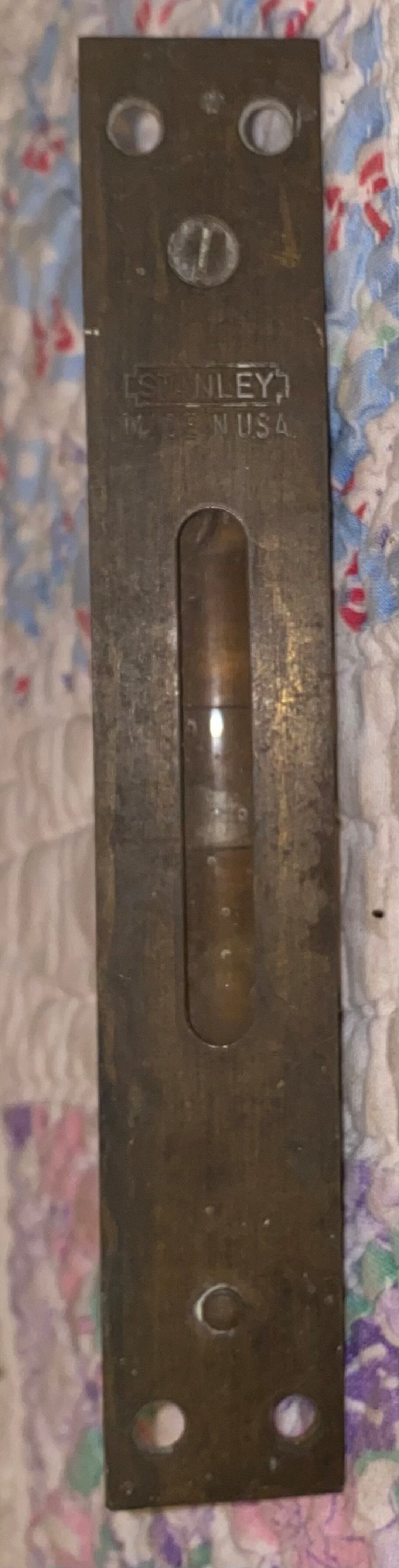 Vtg Stanley Level Brass Face Plate With Screws and Working Level Bulb ...