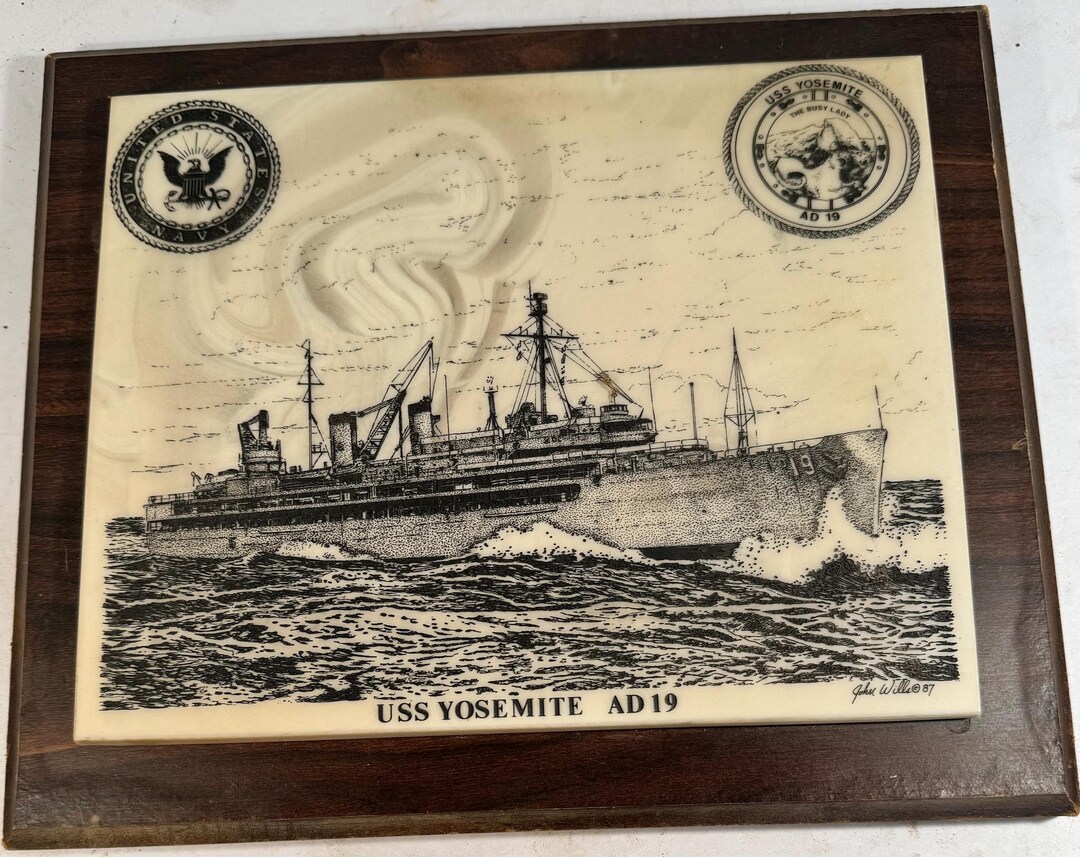 USS YOSEMITE AD19 Custom Handcrafted in Cultured Marble 10 X 12 Plaque ...