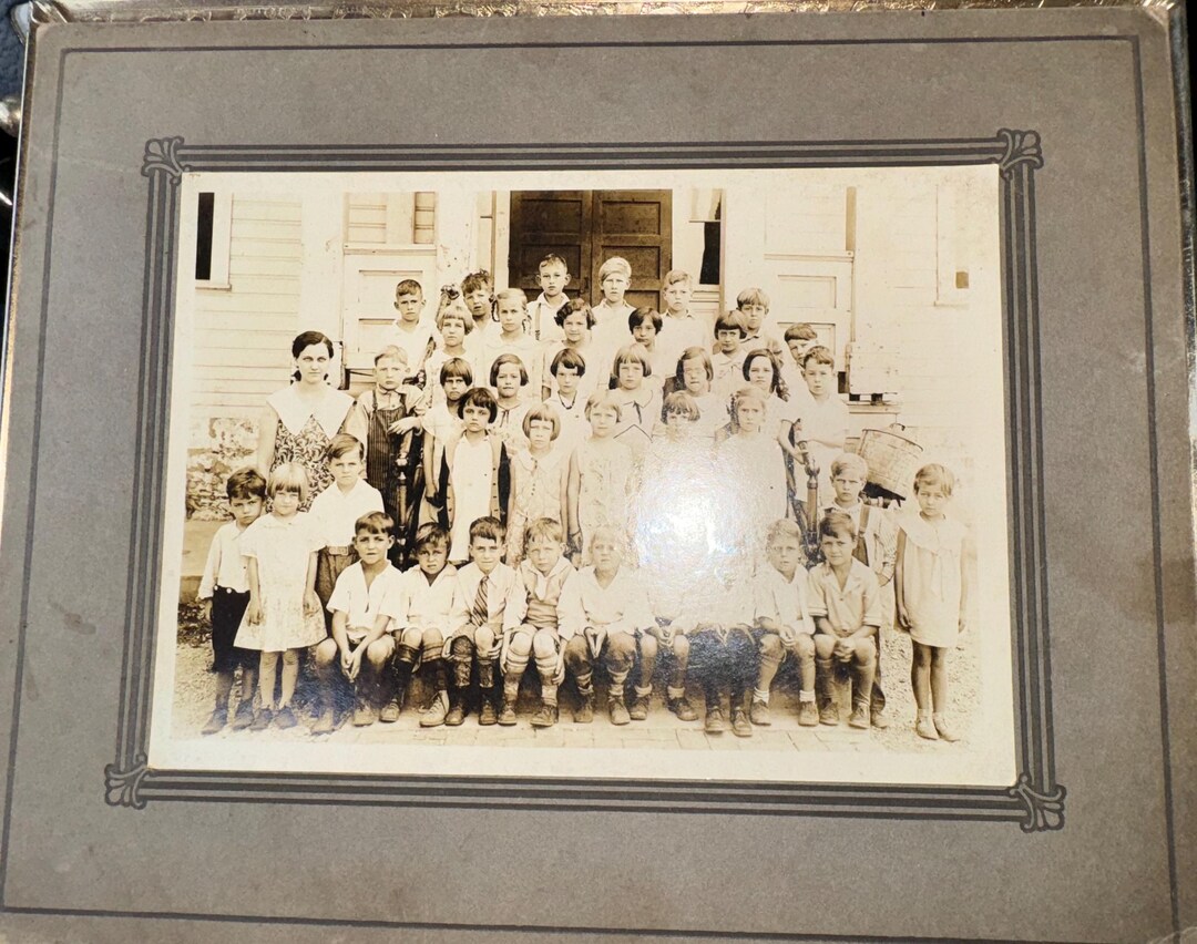 1930s Elementary Class Picture Sepia School Photo Girls Boys Teacher in ...