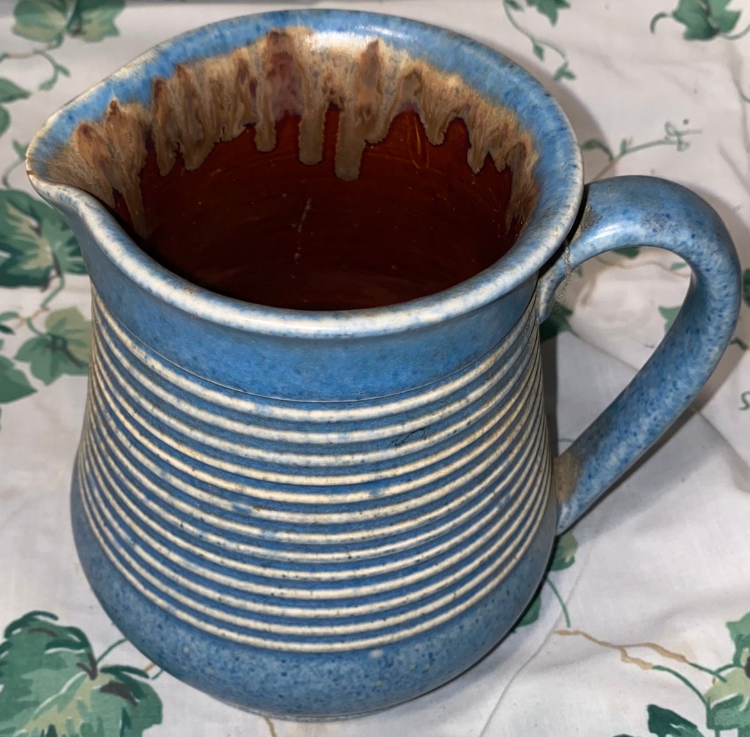 Beautiful 19th Century European Antique Blue Ribbed With Drip Ware ...
