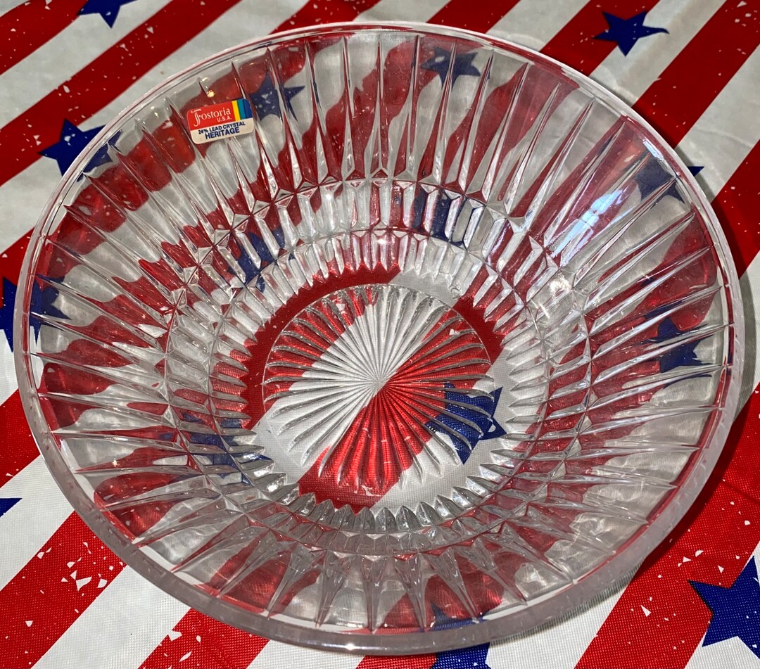 Fostoria Vintage Clear Glass Points Ribbed 9 Inch Bowl Fostoria ...