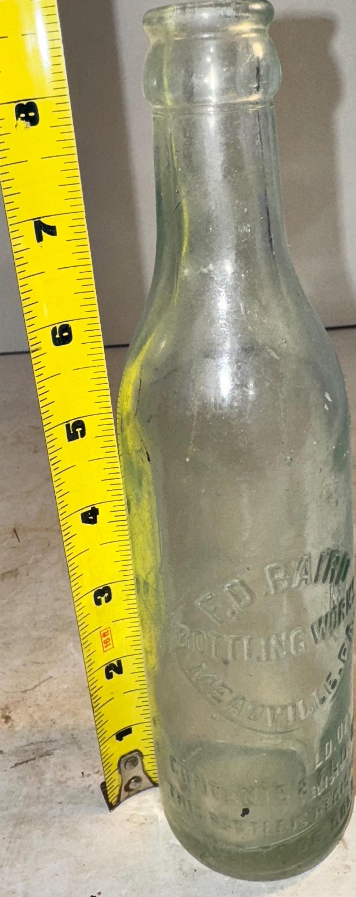 Antique Aqua F.D. Baird Bottling Works MEADVILLE, PA. Beer Bottle 8 Fld ...