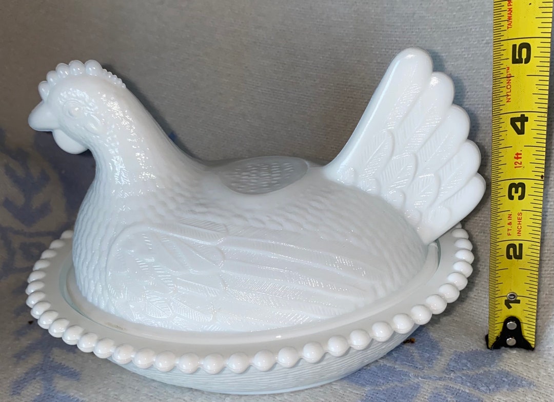Indiana Glass Milk Glass Chicken Hen Large 7 X 5.5 Detail Hobnail - Etsy