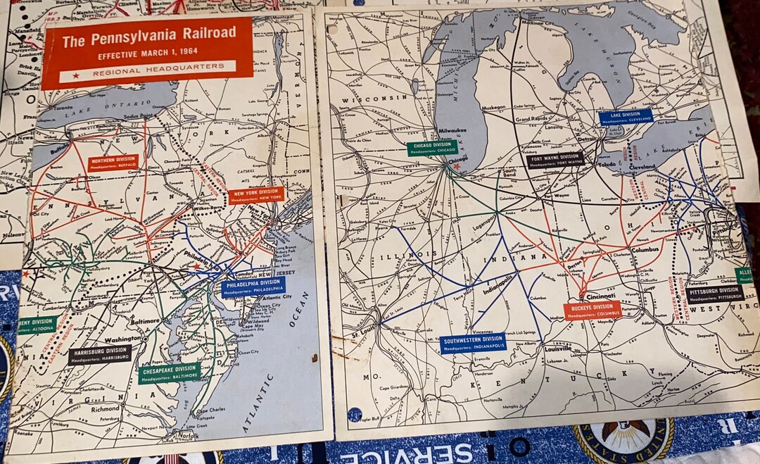 The Pennsylvania Railroad Maps Effective Date March 1 1964 Showing All ...
