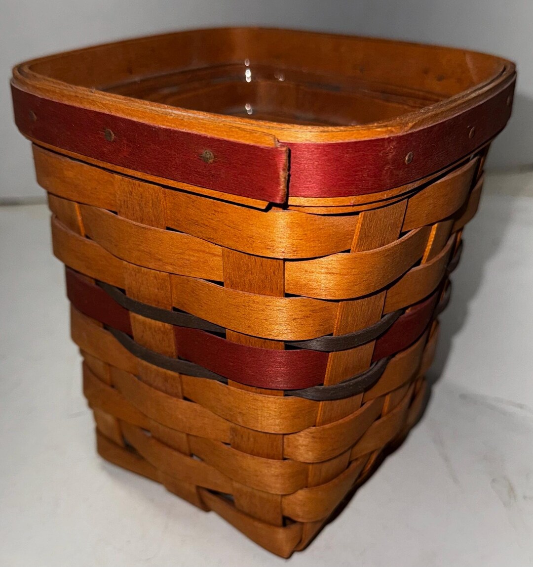Longaberger 1990 Red Weave Small Spoon Basket for KITCHEN UTENSILS 6.5 ...