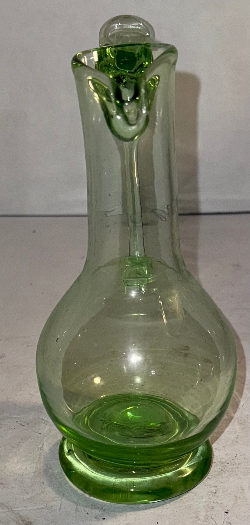 Jamestown Glass House Virginia Hand Blown Green Pitcher Vase 7.75 ...
