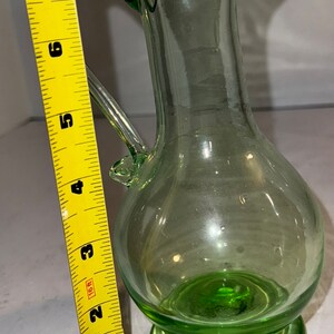 Jamestown Glass House Virginia Hand Blown Green Pitcher Vase 7.75 ...